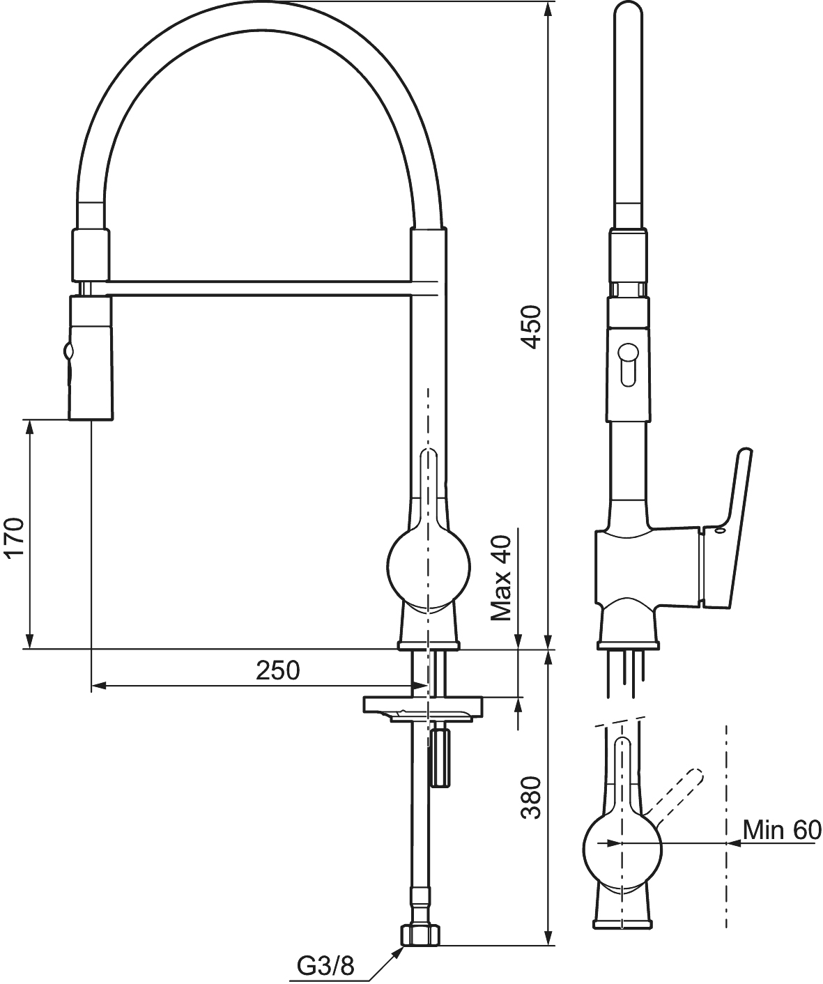 MORA ONE KÖKSBL. MINI PROFI KROM/SV - Lundagrossisten