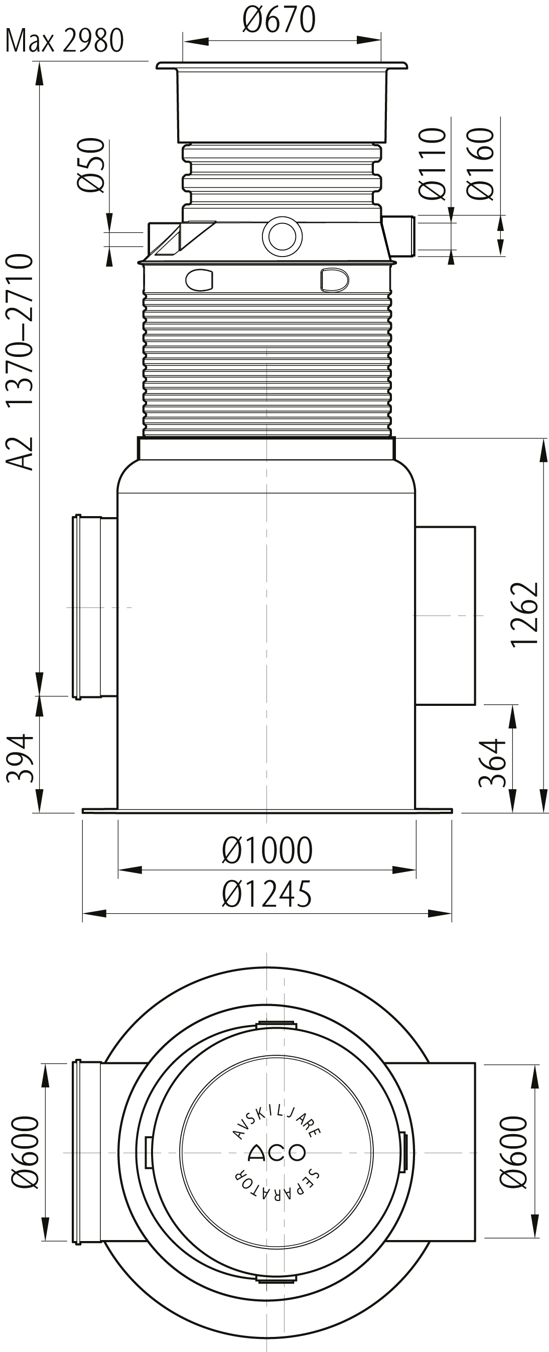 PROVTAGNINGSBRUNN AC O PROWELL G 30/600 A1 DN600 - Lundagrossisten
